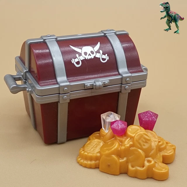 PLAYMOBIL-PIRATE TREASURE CHEST-BAUL-ARCÓN-GOLD coins-jewels-island £3. ...