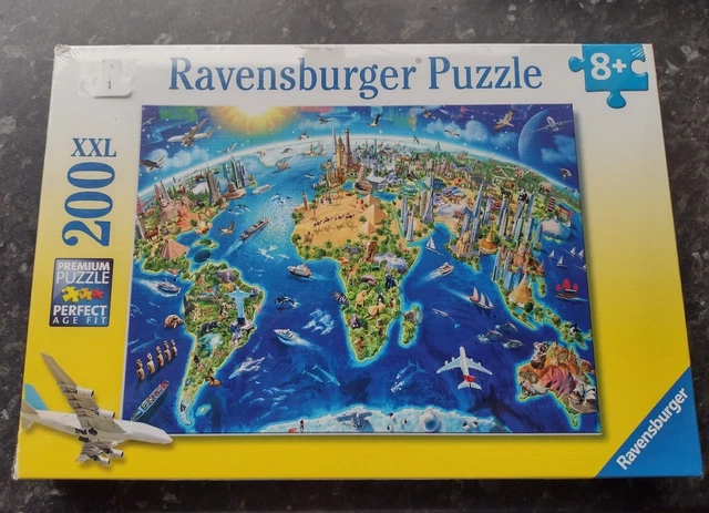 RAVENSBURGER MAP WORLD Landmarks 200 Piece Jigsaw Puzzle XXL 8+ Sealed ...