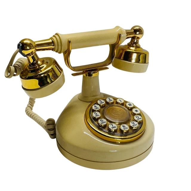 VINTAGE CREAM ROTARY Style Telephone With Gold Accents – Retro Home ...