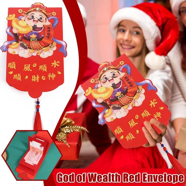 2025 CHINESE LUNAR New Year Lucky Red Hong Bao God of Wealth Money ...