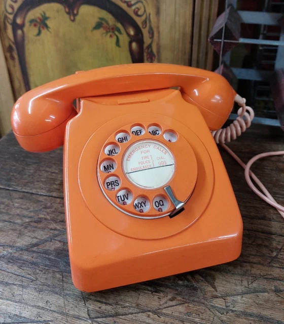 ORIGINAL VINTAGE GPO Rotary Dial Landline Telephone Orange 1970s ...