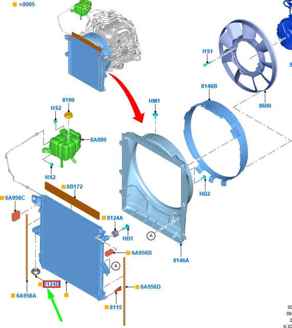 FORD RANGER T6 MK1 Radiator Support Insulator 2215090 JB3G-8B204-AB NEW ...