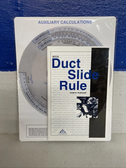 ACCA DUCT SIZING Calculation Slide Rule And Users Manual New £66.48 ...