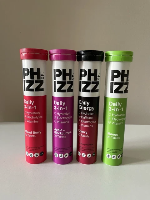 4 X PHIZZ tablets Mixed Berry, Cherry, Mango and Apple+ Blackcurrant £ ...