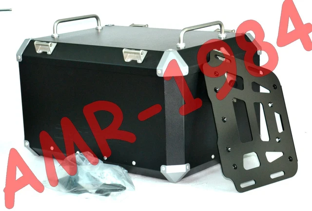 COFFRE TOP CASE 55LT Mytech Aluminium Noir + Plaque BMW R1200 GS 2013 ...