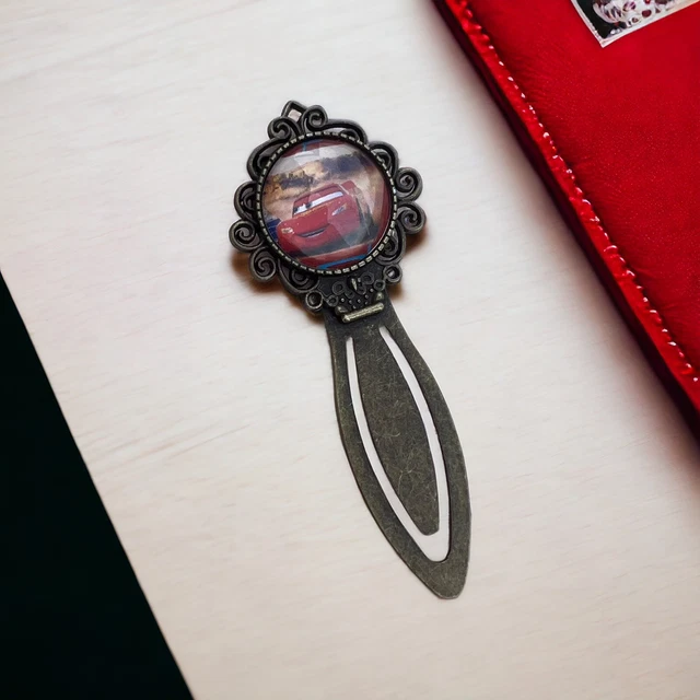 VINTAGE ANTIQUE BRONZE Bookmark Disney Cars Lightning McQueen Metal ...