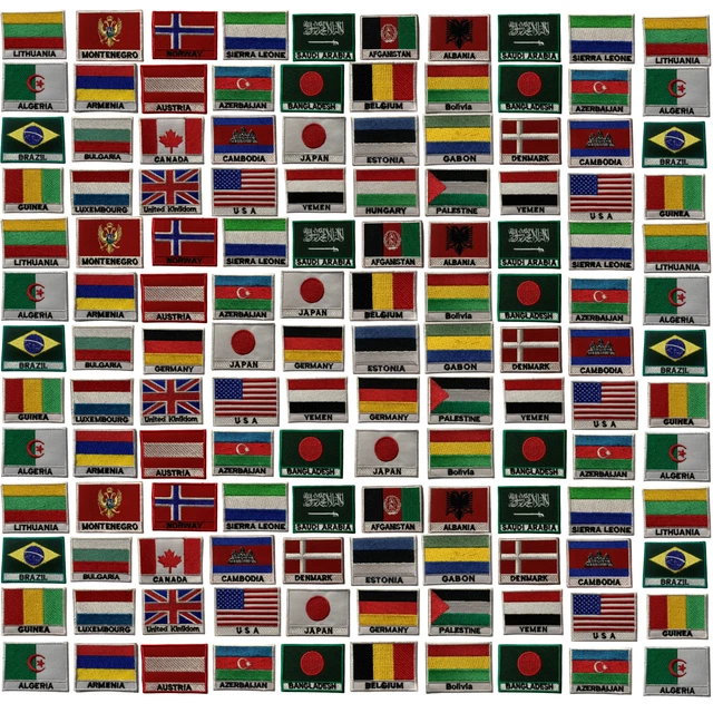 ALL WORLD NATIONAL Country Flags With Name Iron Sew on Embroidered ...