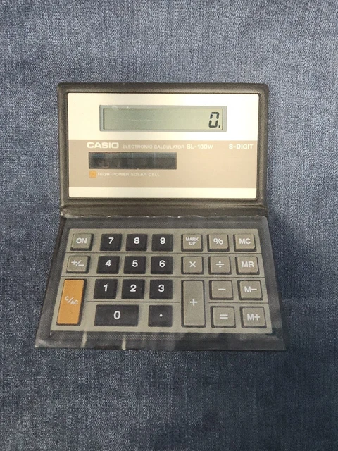 VINTAGE CASIO SL-100W High-Power Solar Cell Calculator 8-Digit NEW u-3H ...