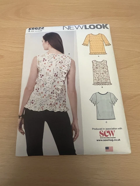 UNCUT SEWING PATTERN - New Look K6622 - 4 Styles Of Top - US Sizes 8 ...