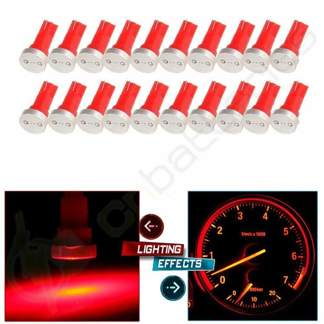 20PC ULTRA RED T5 COB LED Bulbs Dashboard Dash Gauge Side Instrument ...