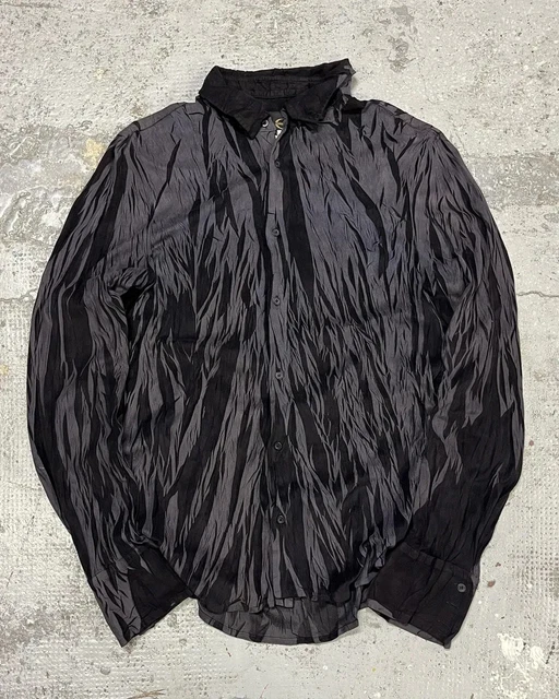 2000S CAVALLI BLACK Wrinkle Effect Velvet Shirt (M) EUR 210,00 ...