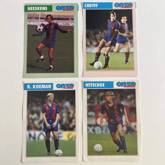 4 CARDS ONZE Mondial Rookie Barca Stars Cruyff Neeskens Koeman Witschge ...