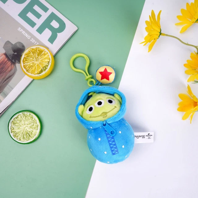 DISNEY MONSTERS INC Mike Alien Keyring Plush Soft Toy Pram Charm Bag ...