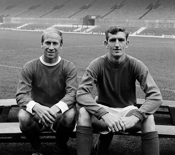 PORTRAITS OF BOBBY Charlton and Alex Stepney of Manchester Uni- 1960s ...