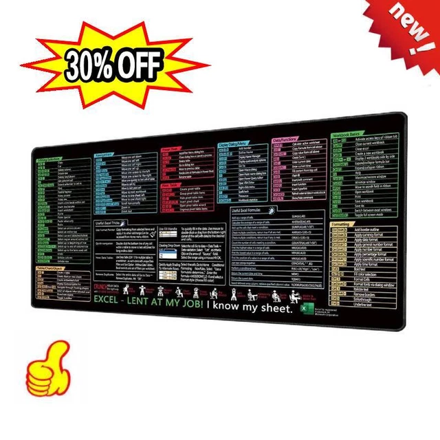 EXCEL CHEAT SHEET Desk Mat, Excel Shortcuts Mouse Pad, Keyboard Shor ...