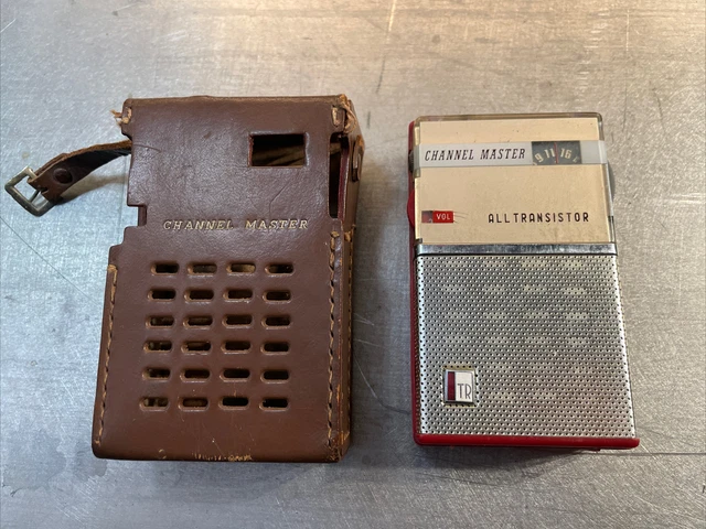 CHANNEL MASTER ALL Transistor Radio Model 6503 Red W/ Leather Case ...