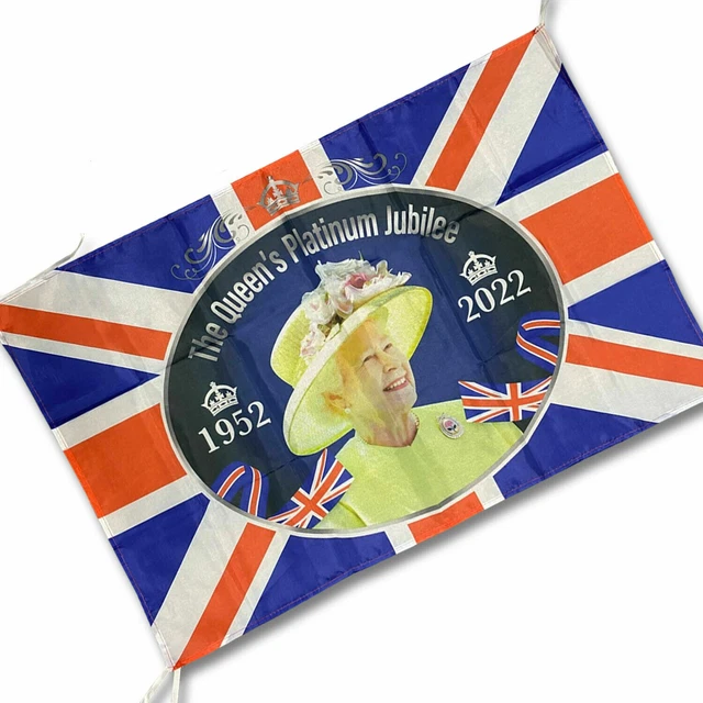QUEEN ELIZABETH'S PLATINUM Jubilee Flag 2022 Party Banner Union Jack ...