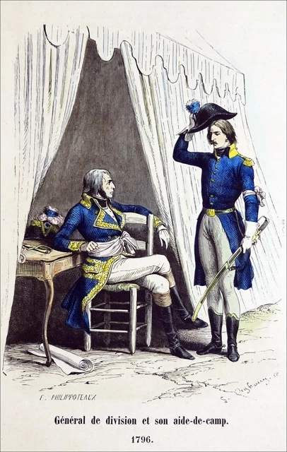 FRENCH REVOLUTION (1796): DIVISION GENERAL & his aide-de-camp - 19th ...
