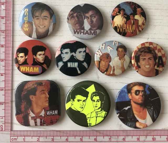 VTG OG WHAM! 1980s Job Lot Pin Badges George Michael Andrew Ridgeley £ ...