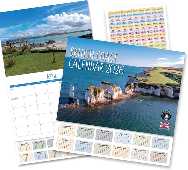 2026 A4 BRITISH Coast Calendar UK. One Month to View. A3 When Open ...