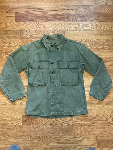 VINTAGE US WW2 USMC Marine Corps P44 HBT Jacket herringbone twill Large ...