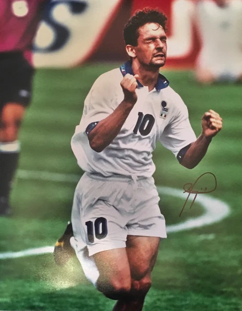 PHOTO SIGNÉE EN personne Roberto Baggio Italie 14x11 image D UACC AFTAL ...