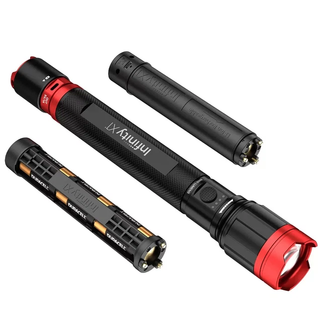 INFINITY X1 DUAL Power Flashlight 5000 Lumens Rechargeable AA Dual ...