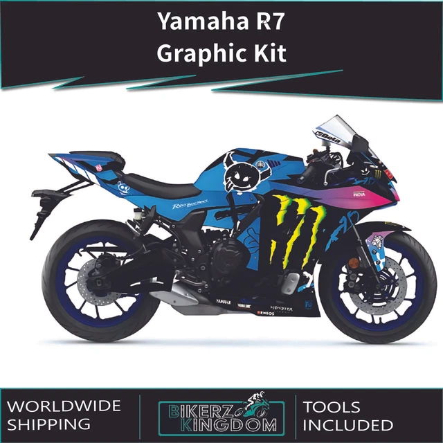 YAMAHA YZF R7 2021-2024 Graphics Kit Monster Design Blue Decal Set $189 ...