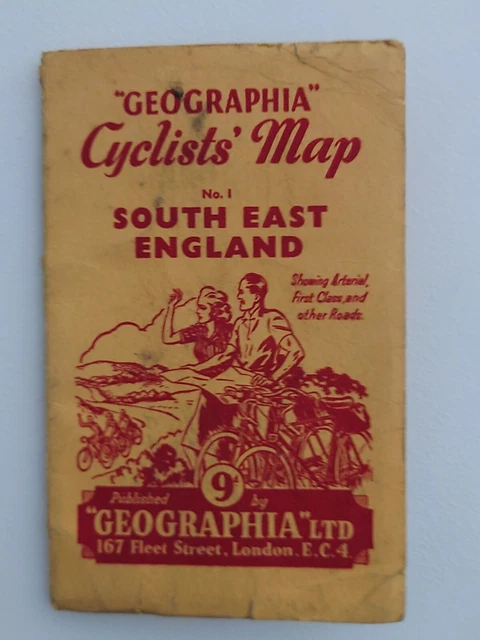GEOGRAPHIA CYCLISTS MAP No 1 South East England 1940s £13.64 - PicClick UK