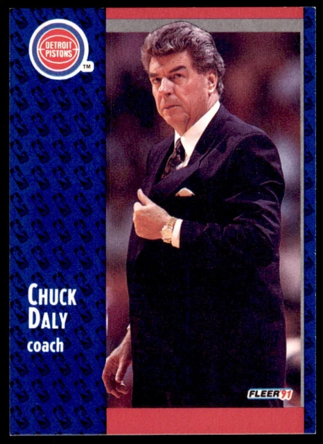 1991-92 FLEER BASKETBALL Base Chuck Daly EX Detroit Pistons #58 0825 ...