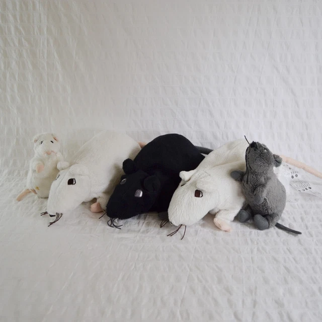 IKEA GOSIG RATTA Rats Mouse Mus Soft Toys White, Black, Grey x5 £30.00 ...