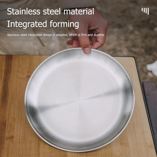 STAINLESS STEEL PLATES Metal Dinner Dishes for Outdoor Camping ...