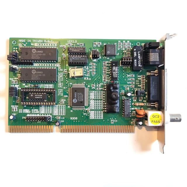 UMC UM9003 16-BIT ISA Netzwerkkarte 10Mbit Ethernet NE2000 RJ45 BNC AUI ...