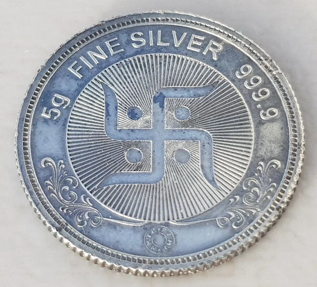 PURE SILVER COIN - Indian Swastika symbol - 5 g £20.00 - PicClick UK