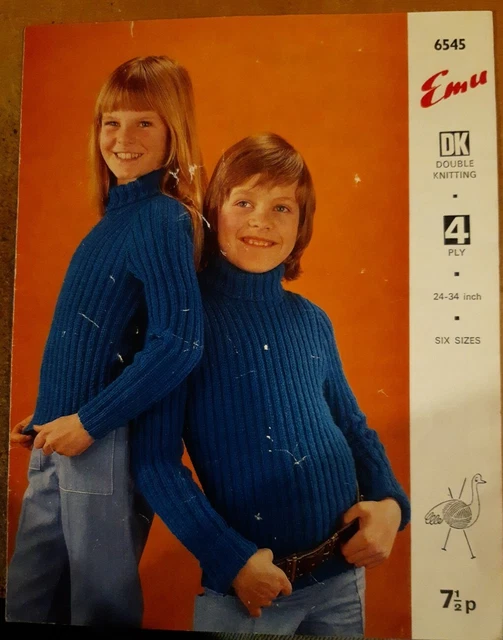 EMU SWEATER KNITTING Pattern. Double Knitting DK 4 Ply Children's CR10 ...