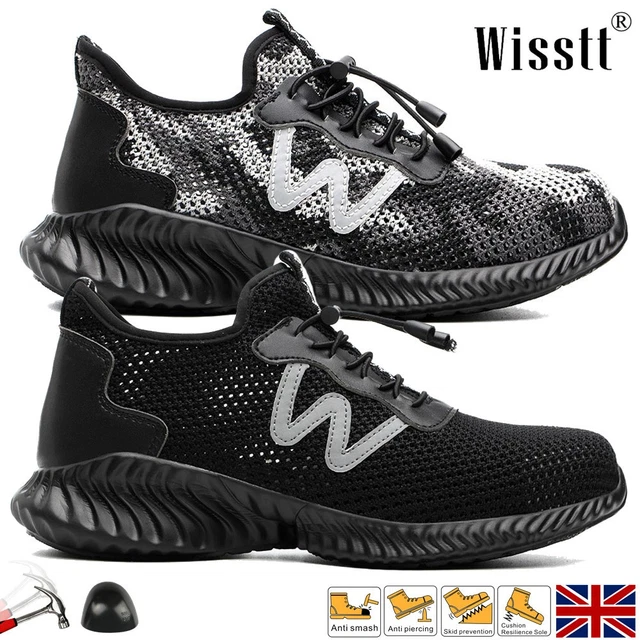 MEN'S LACE UP Steel Toe Cap Safety Trainers Mesh Womens Shoes Work ...