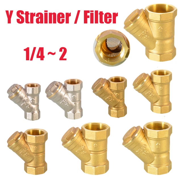 BSP BRASS IN-LINE Y Strainer / Filter 1/4" 3/8" 1/2" 3/4" 1" 1-1/2" 1-1 ...