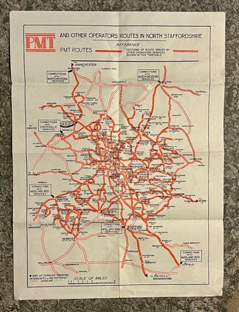 VINTAGE POTTERIES MOTOR Traction (PMT) Route Map 1960s £6.96 - PicClick UK