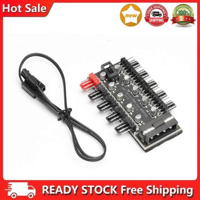 4-PIN PWM COOLING Fan Power Hub Splitter Adapter PC Speed Controller ...