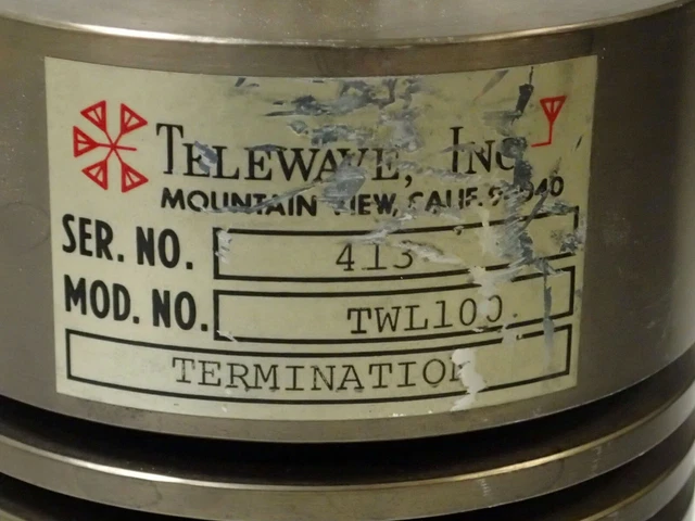 TELEWAVE TWL-100 COAXIAL DRY LOAD / TERMINATION 50 Ohms 100W 0-2500MHz ...