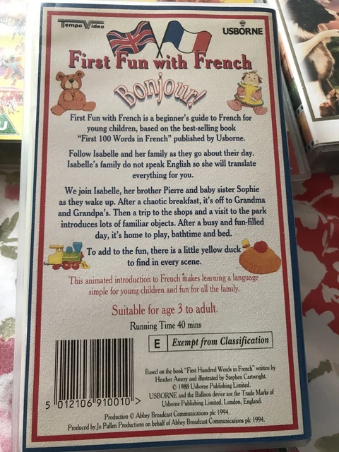 VHS VIDEO TAPE - Usborne First Fun With French.Age 3-adult.Approx.. 40 ...