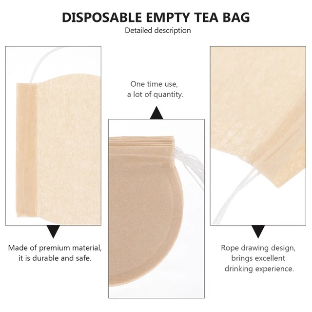 100PCS EMPTY PAPER Tea Bags Loose Leaf Tea Bag Decocting Tea Bags $16. ...