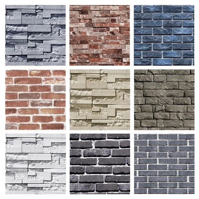 3D BRICK EFFECT Wallpaper Retro Realistic Slate Stone Wall Paper Wall ...