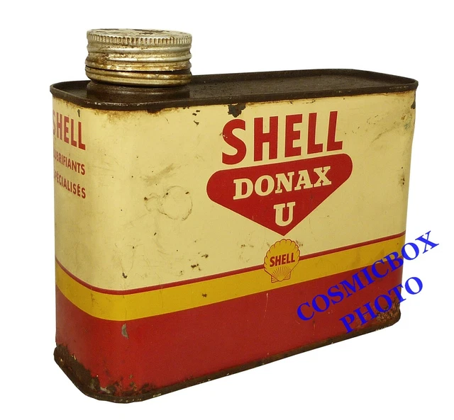 ANTIQUE SHELL DONAX U Metal Motor Oil Garage Auto Texaco Deco Oil Can £ ...