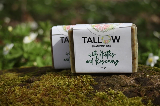 TALLOW SHAMPOO BAR with Nettles and Rosemary, 100gr, Handmade/Natural ...