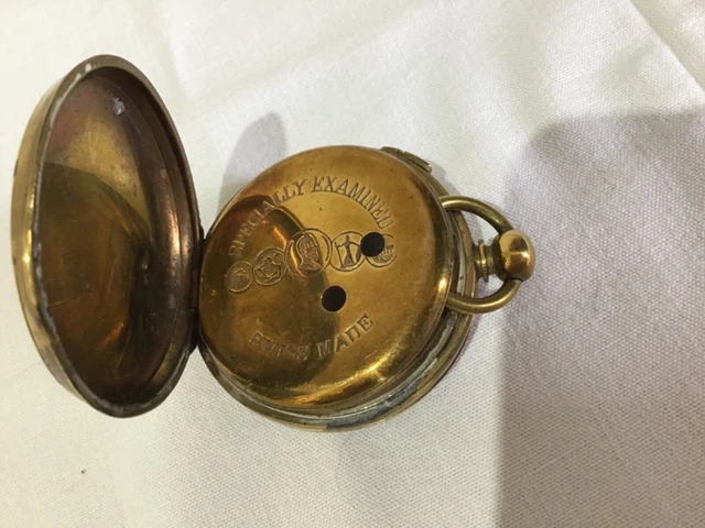 VINTAGE BRASS POCKET Watch Case, Swiss Made, art project, steampunk £12 ...