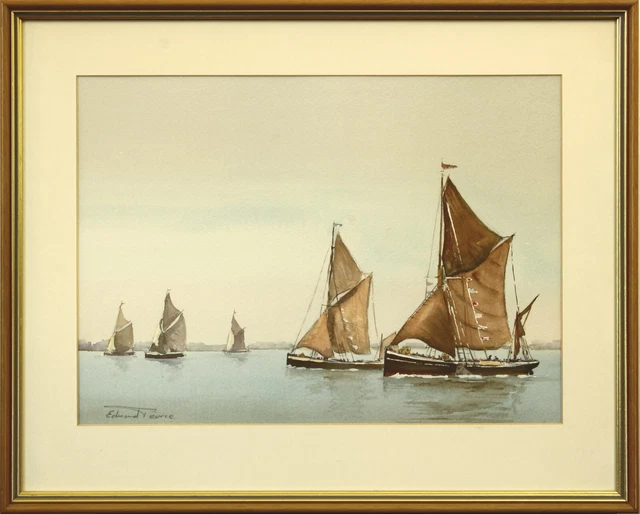 WATERCOLOUR BY EDWARD Pearce. Wherries at sea £95.00 - PicClick UK