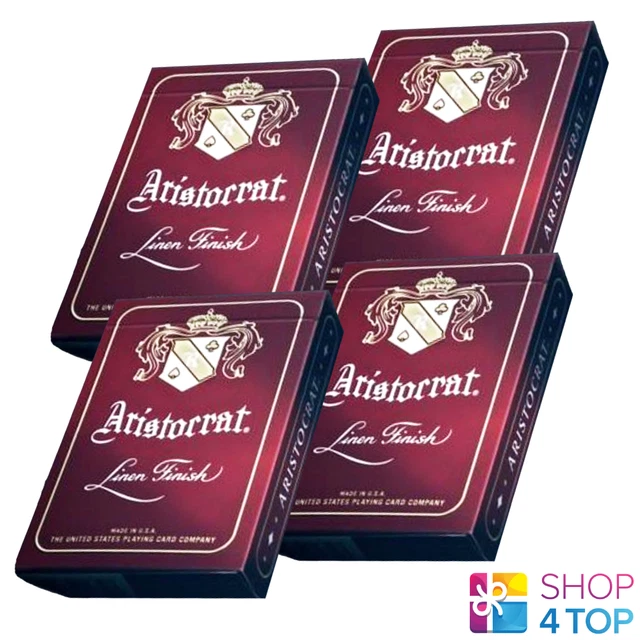 4 DECKS ARISTOCRAT Playing Cards Red Standard Index Linen Fournier ...