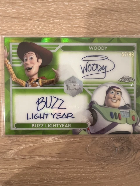 TOPPS DISNEY CHROME 100 Woody Und Buzz Lightyear Autograph 57/99 EUR ...