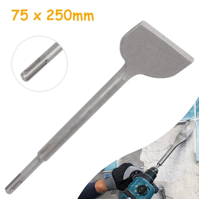 SDS-PLUS 75MM X 250mm Cranked Wide Flat Chisel Bit For Tiles Walls ...